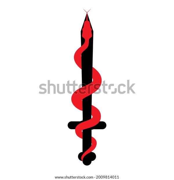 Red Snake Wrapped Around Black Sword Stock Vector (Royalty Free ...