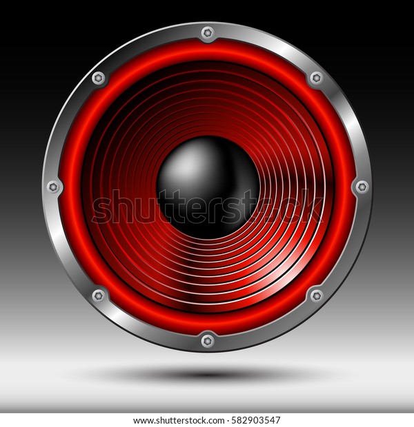 Red Speaker Isolated On Dark Background Stock Vector (Royalty Free ...