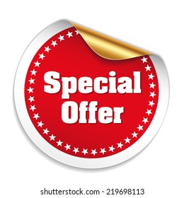 Red Special Offer Sticker On White Stock Vector (Royalty Free ...