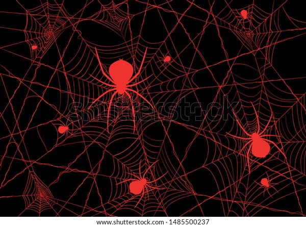 Red Spiderweb Corner Hanging Red Spiders Stock Vector (Royalty Free ...