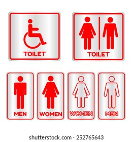 Red Square Restroom Sign Set Textvector Stock Vector (Royalty Free ...