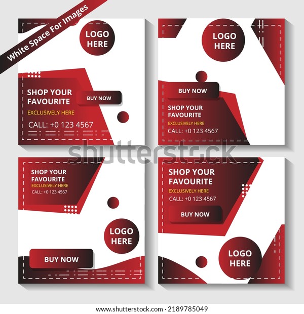 Red Square Shaped Social Media Post Stock Vector (Royalty Free ...