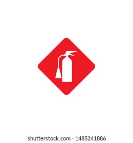 Red Squared Sign Fire Extinguisher Isolated Stock Vector (Royalty Free ...