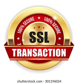 Red Ssl Secure Transaction Badge Gold Stock Vector (Royalty Free) 301196024