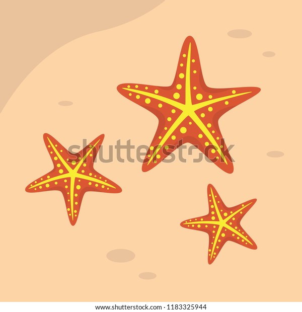 Red Starfish Cartoon On Beach Stock Vector (Royalty Free) 1183325944 ...