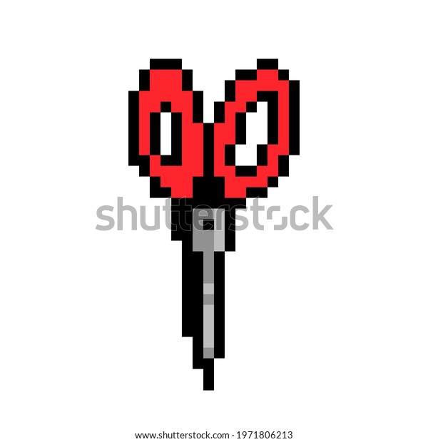 Red Steel Scissors Pixel Art Icon Stock Vector (Royalty Free ...