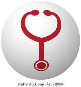 Red Stethoscope Icon On White Ball Stock Vector (Royalty Free ...