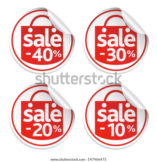 Red Sticker Sale Set Stock Vector (Royalty Free) 147466475 | Shutterstock
