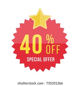 Red Sticker Star 40 Discount Template Stock Vector (Royalty Free ...