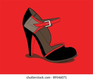 Red Stiletto Shoe Vector Stock Vector (Royalty Free) 89546071 ...
