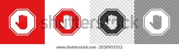 Red Stop Hand Icon Set Access Stock Vector (Royalty Free) 2038903352 ...