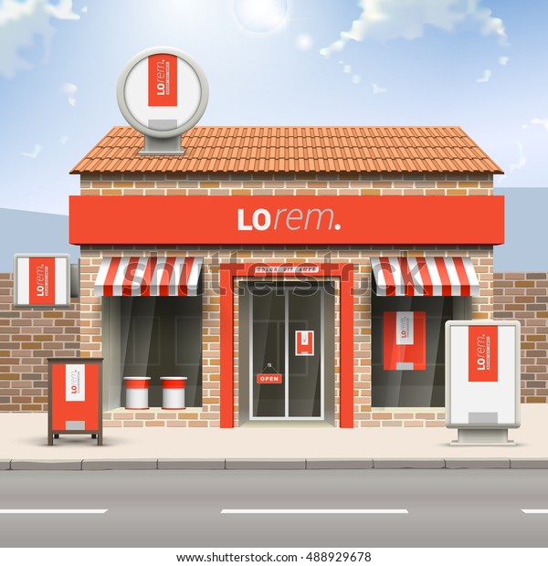 Vector de stock (libre de regalías) sobre Diseño de tienda roja con ...