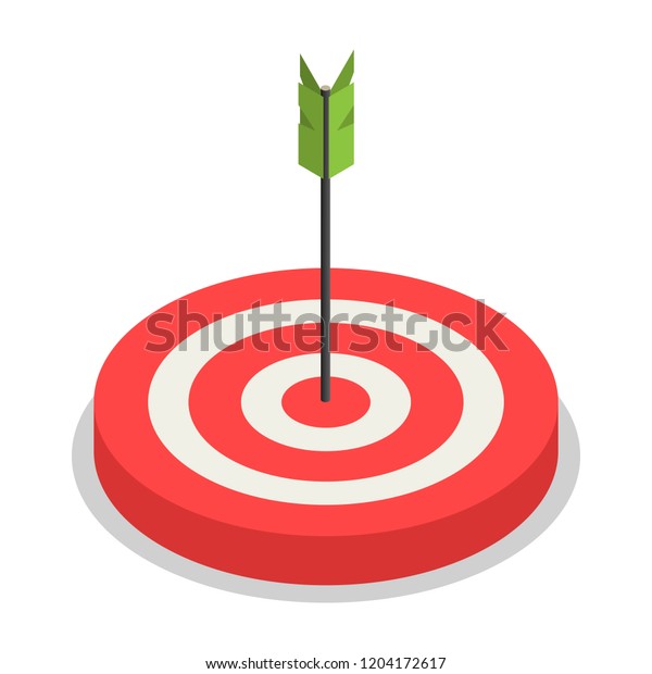 Red Target Arrow Icon Set Isometric Stock Vector (Royalty Free ...