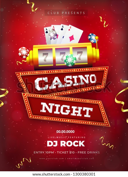 Red Template Flyer Design Realistic Slot Stock Vector (Royalty Free ...