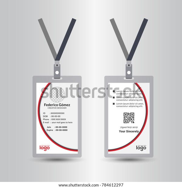 Red Template Staff Employee Identification Card Stock Vector (Royalty ...