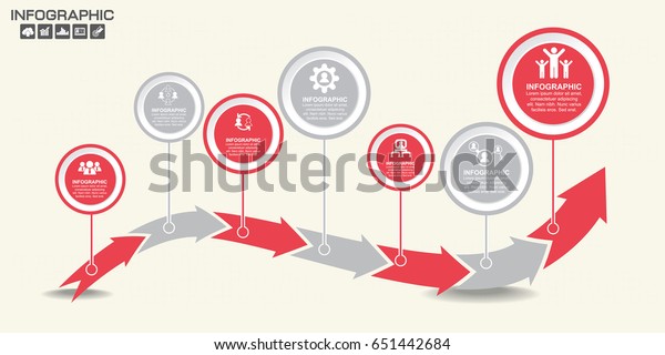 Red Timeline Arrow Infographics Template 10: เวกเตอร์สต็อก (ปลอดค่า ...
