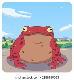 Red Toad Sits On Road Near Stock Vector (Royalty Free) 2188989053 ...