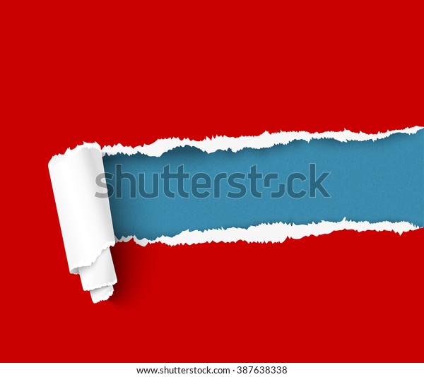 Red Torn Paper Ripped Roll Over Stock Vector (Royalty Free) 387638338 ...