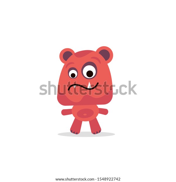 Red Toy Bear Monster Smiling Character Stock Vector (Royalty Free ...