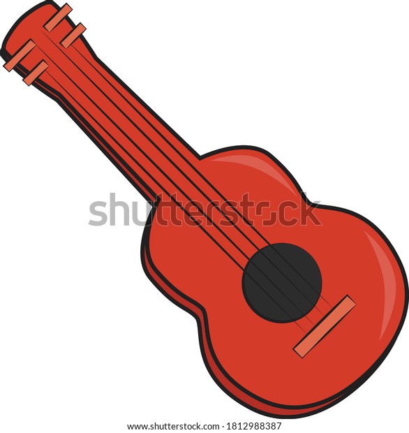 Red Ukulele Guitar Simple Flat Cartoon Stock Vector (Royalty Free ...