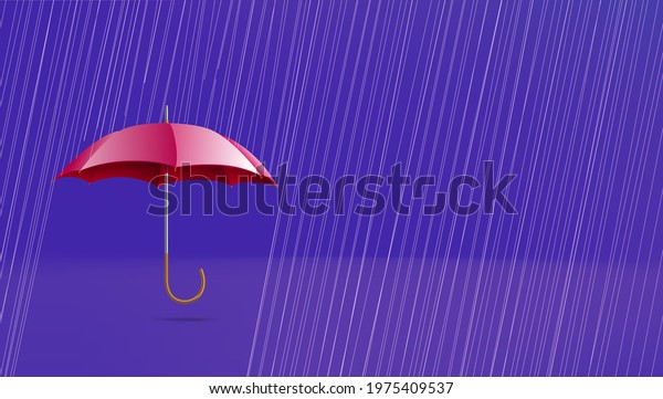 Red Umbrella Rain Banner Copy Space Stock Vector (Royalty Free ...