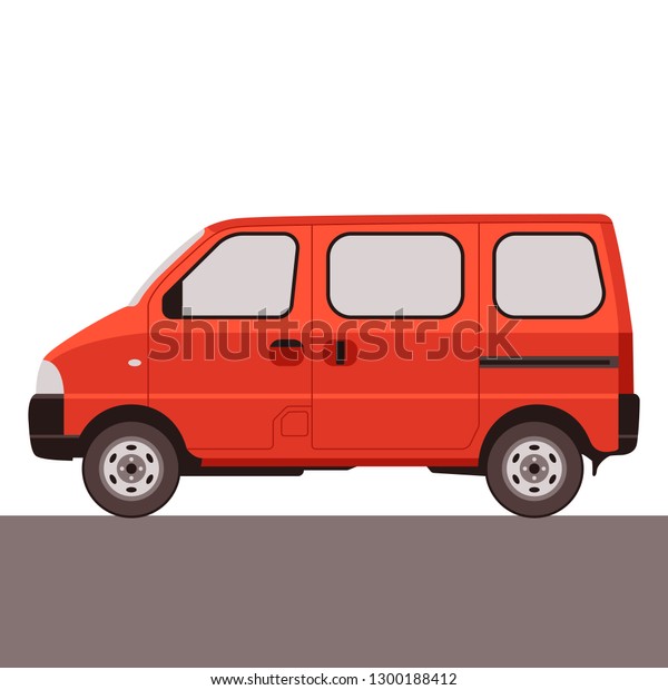 Red Van Car Vector Illustration Flat Stock Vector (Royalty Free) 1300188412