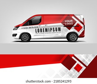 Red Van Wrap Design Abstract Geometric Stock Vector (Royalty Free ...