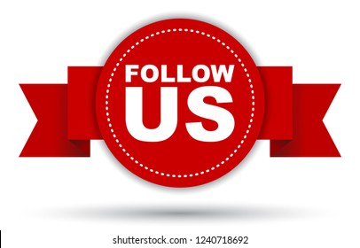 Red Vector Banner Follow Us Stock Vector (Royalty Free) 1240718692 ...