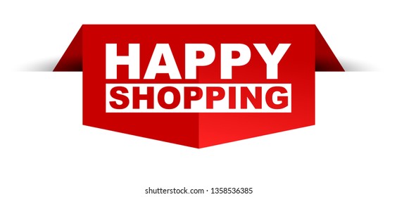 Red Vector Banner Happy Shopping Stock Vector (Royalty Free) 1292659036