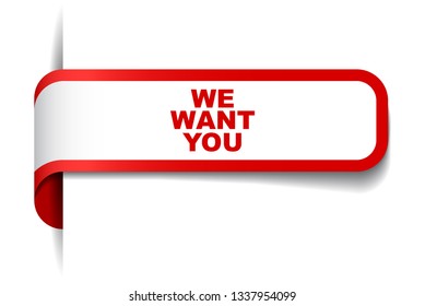 Red Vector Banner We Want You Stock Vector (Royalty Free) 1337954099 ...