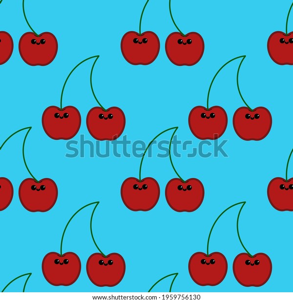 Red Vector Cherry Smile Eyes Seamless Stock Vector (Royalty Free ...