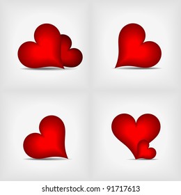Red Vector Hearts Collection Four Red Stock Vector (Royalty Free ...