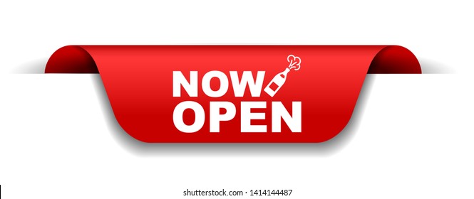Red Vector Illustration Banner Now Open Stock Vector (Royalty Free ...