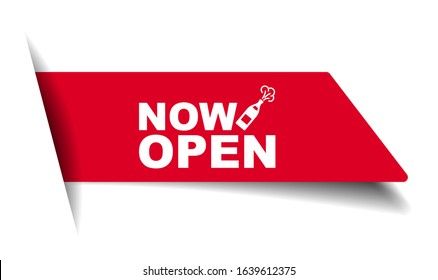 Red Vector Illustration Banner Now Open Stock Vector (Royalty Free ...