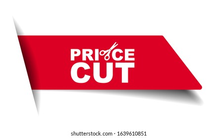 Red Vector Illustration Banner Price Cut Stock Vector (Royalty Free ...