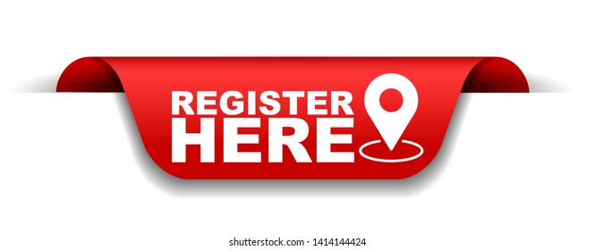 Red Vector Illustration Banner Register Here Stock Vector (Royalty Free ...