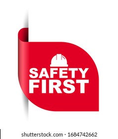 Red Vector Illustration Banner Safety First Stock Vector (Royalty Free ...