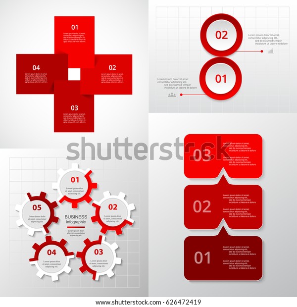 Red Vector Infographic Set Business Diagrams Stock Vector (Royalty Free ...