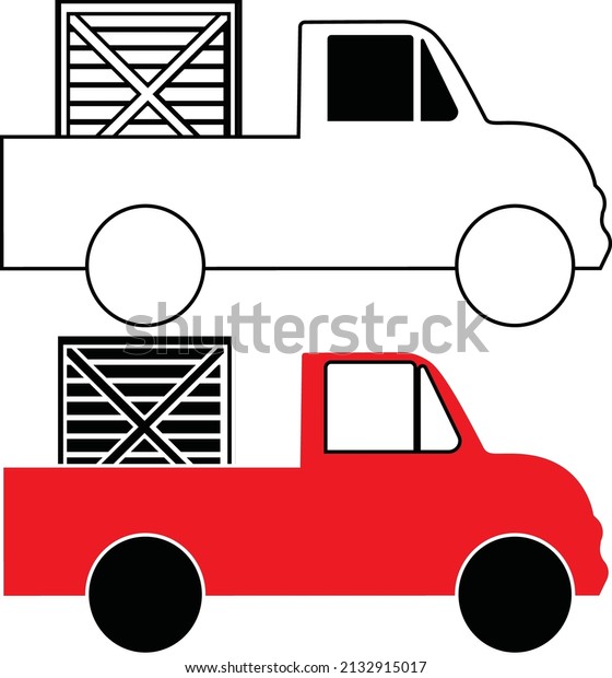 Red Vector Pick Truck Crate Plus Stock Vector (Royalty Free) 2132915017 ...