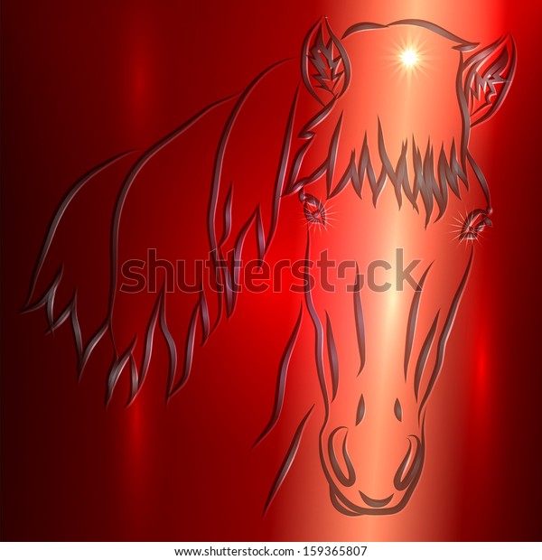 Red Vector Sketch Horse Symbol New Stock Vector (Royalty Free ...