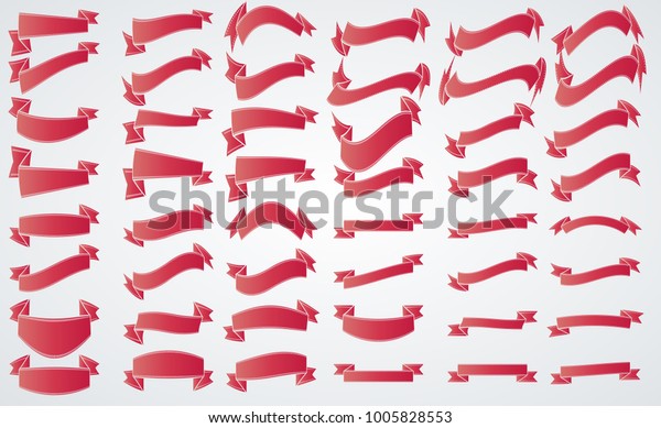 Red Vintage Ribbon Collection Vector Stock Vector (Royalty Free ...