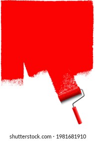 Red Wall Paint Strokes Paint Roller Stock Vector (Royalty Free ...