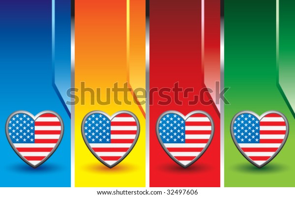 Red White Blue Heart Icon On Stock Vector (Royalty Free) 32497606 ...