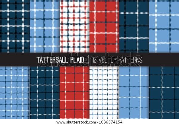 Red White Blue Tattersall Windowpane Plaid Stock Vector (Royalty Free ...