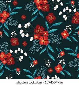Red White Flower Seamless Pattern Stock Vector (Royalty Free ...