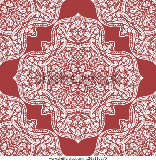 Red White Ornamental Seamless Pattern Vintage Stock Vector (Royalty ...