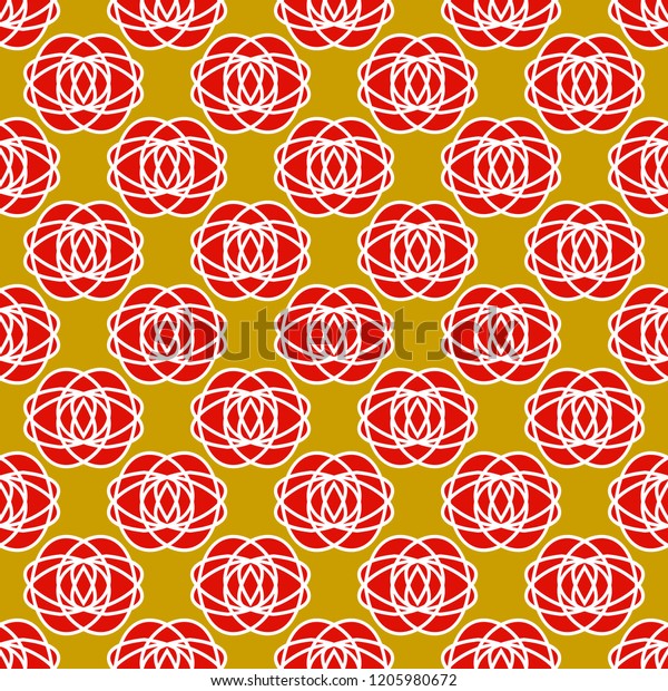 Red White Patterns On Gold Background Stock Vector (Royalty Free ...