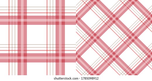 Red White Plaid Pattern Collection Horizontal Stock Vector (Royalty ...