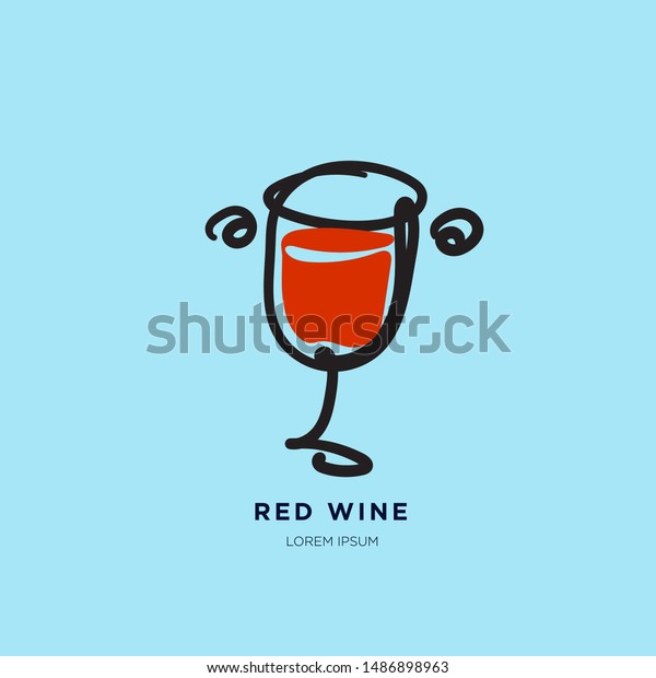 Red Wine Logo Illustration Handrawn Style Stock Vector (Royalty Free ...