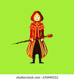 Red Wizard Staff Character Design Vector: vector de stock (libre de ...